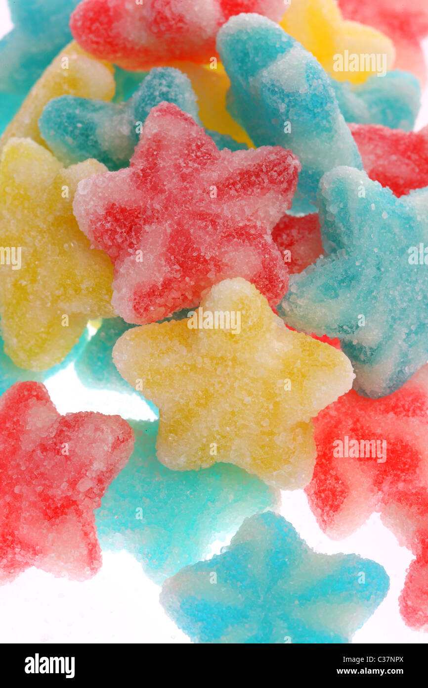 Jelly sweets, different colors, taste's, shapes, contains lots of sugar ...