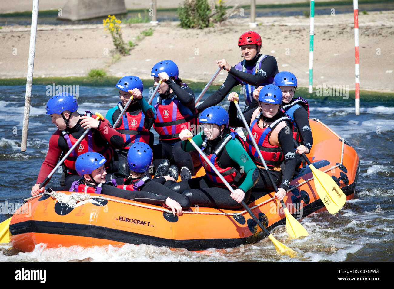 White water rafting at National Water Sports Centre, Holme Pierrepoint ...