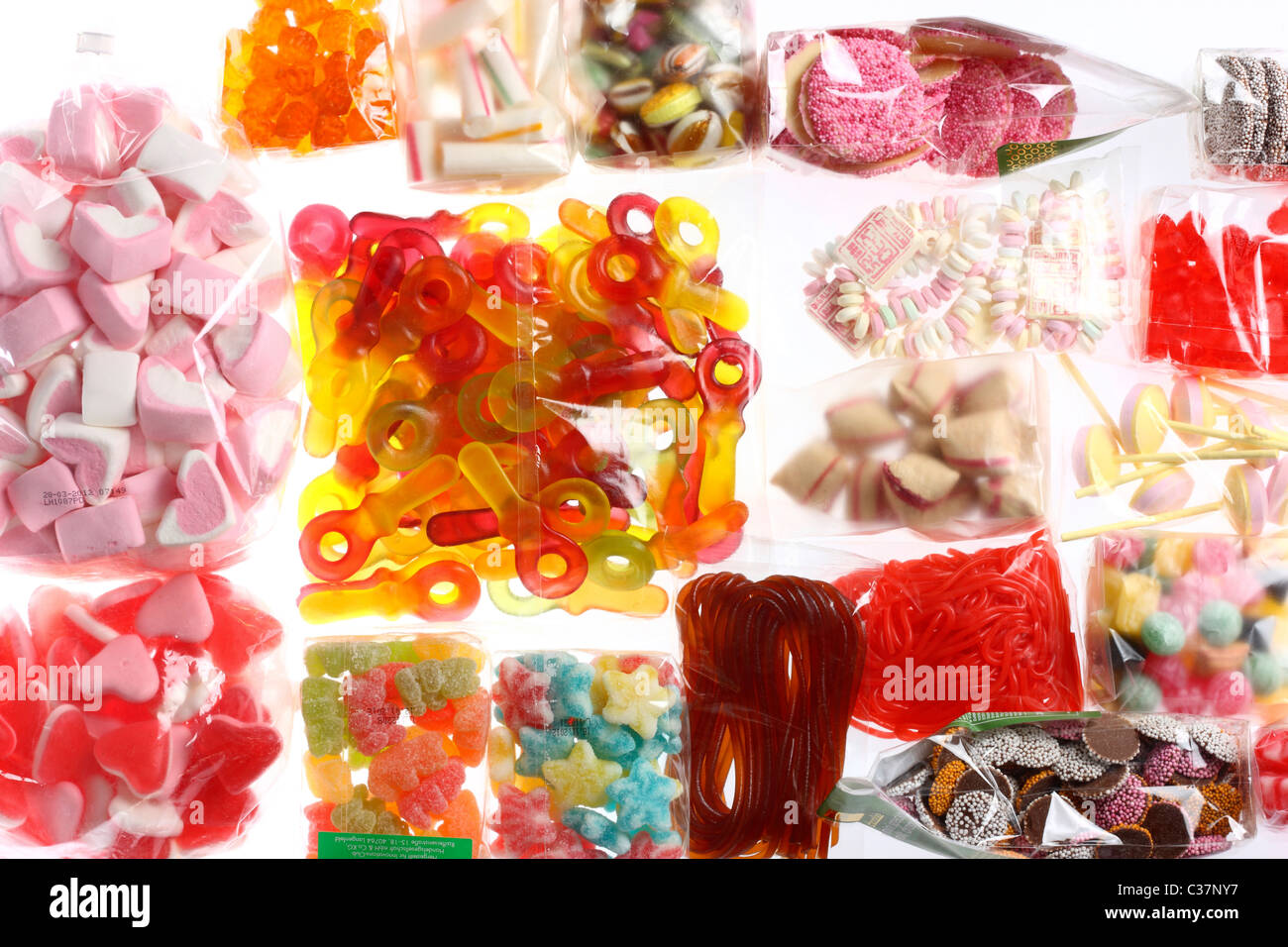 Mix of various sweets, different colors, taste's, kinds. High calorie ...