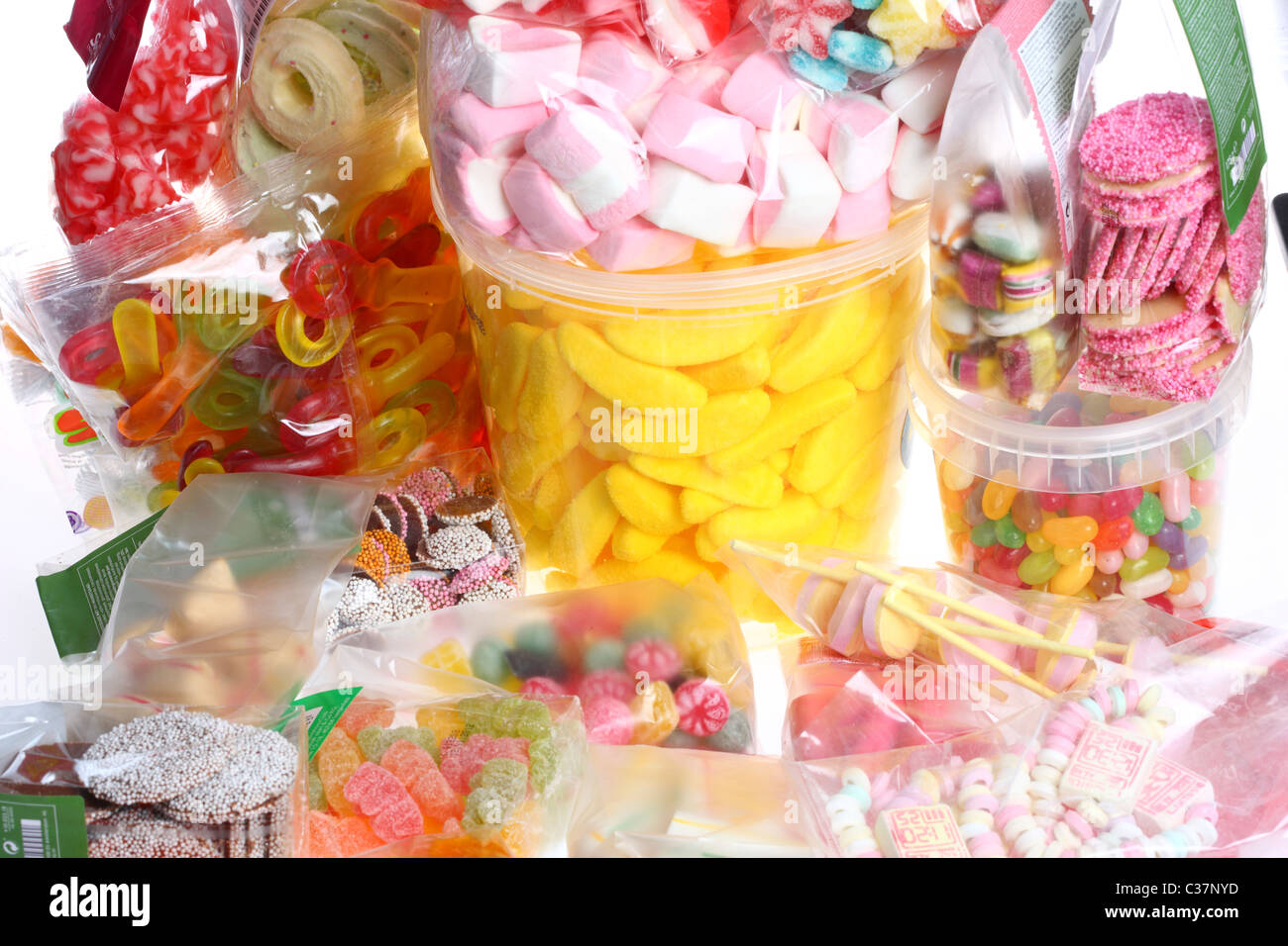 Mix of various sweets, different colors, taste's, kinds. High calorie ...