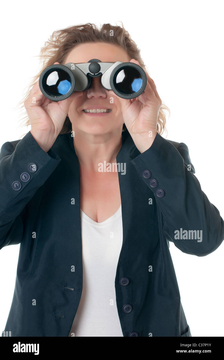 Business woman binoculars hi-res stock photography and images - Alamy
