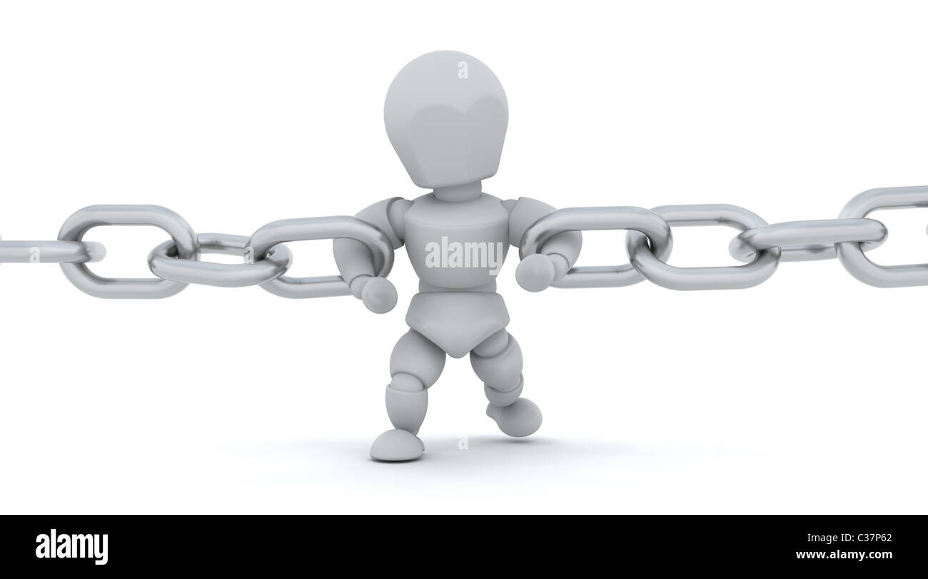 3d render of a man holding a chain together Stock Photo - Alamy