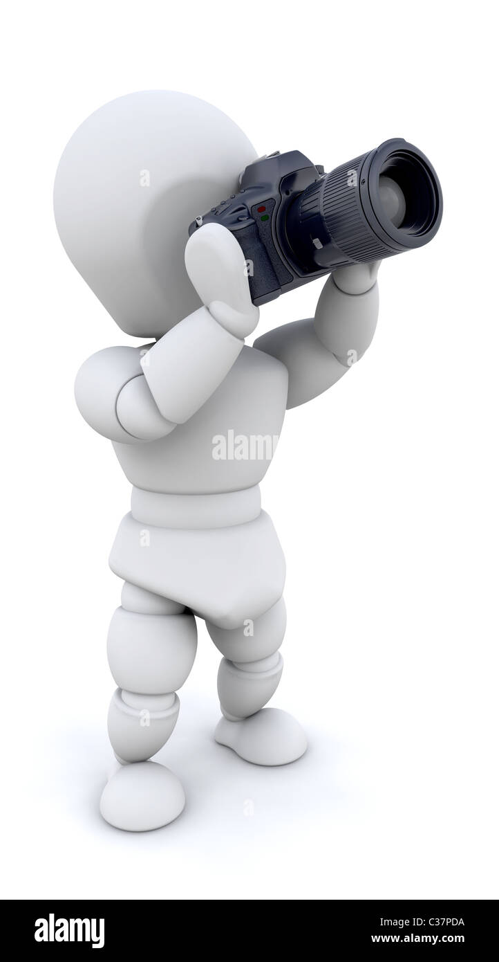 3D render of a man using a camera with a zoom lens Stock Photo - Alamy