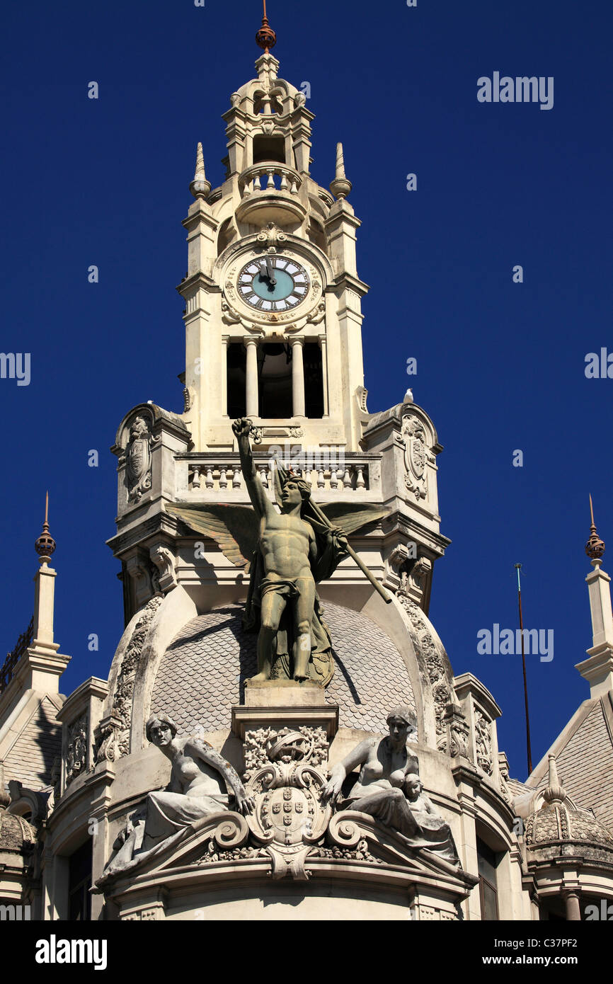 The clocktower of a Neoclassical style buildings on the Avenida dos ...