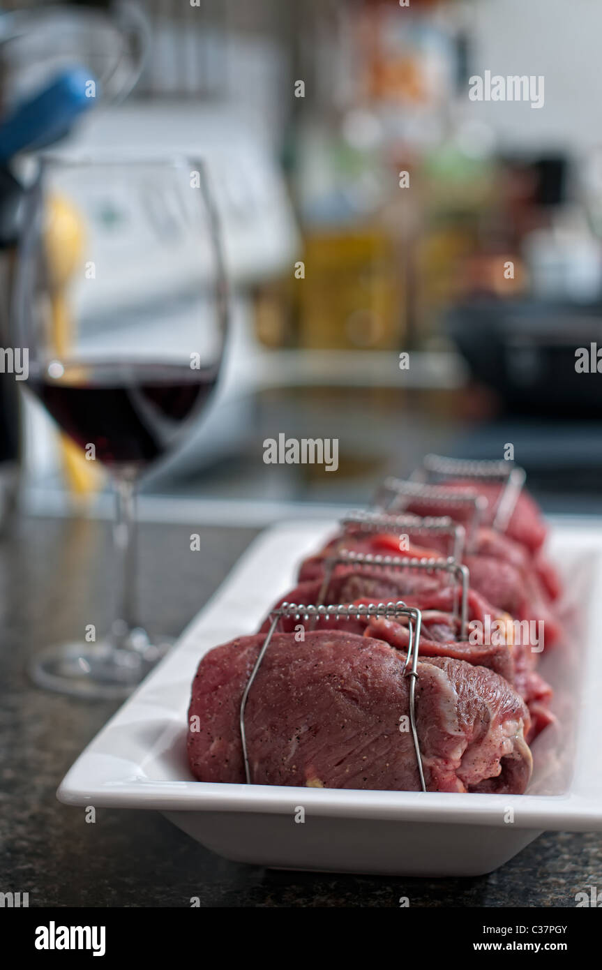 Raw beef roulades, traditional German dish recipe Stock Photo - Alamy