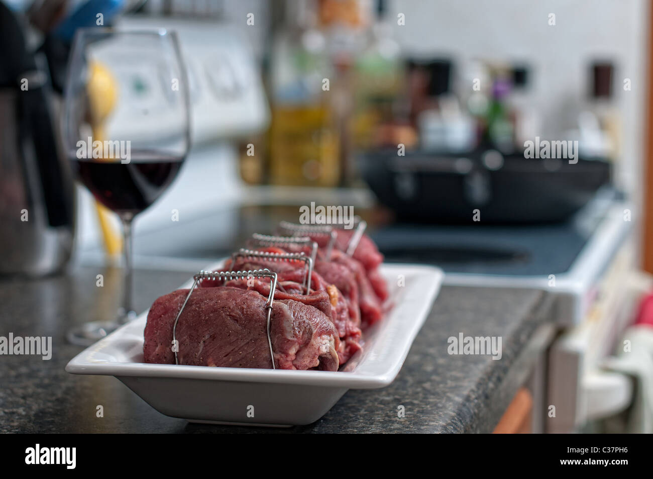 Raw beef roulades, traditional German dish recipe Stock Photo - Alamy