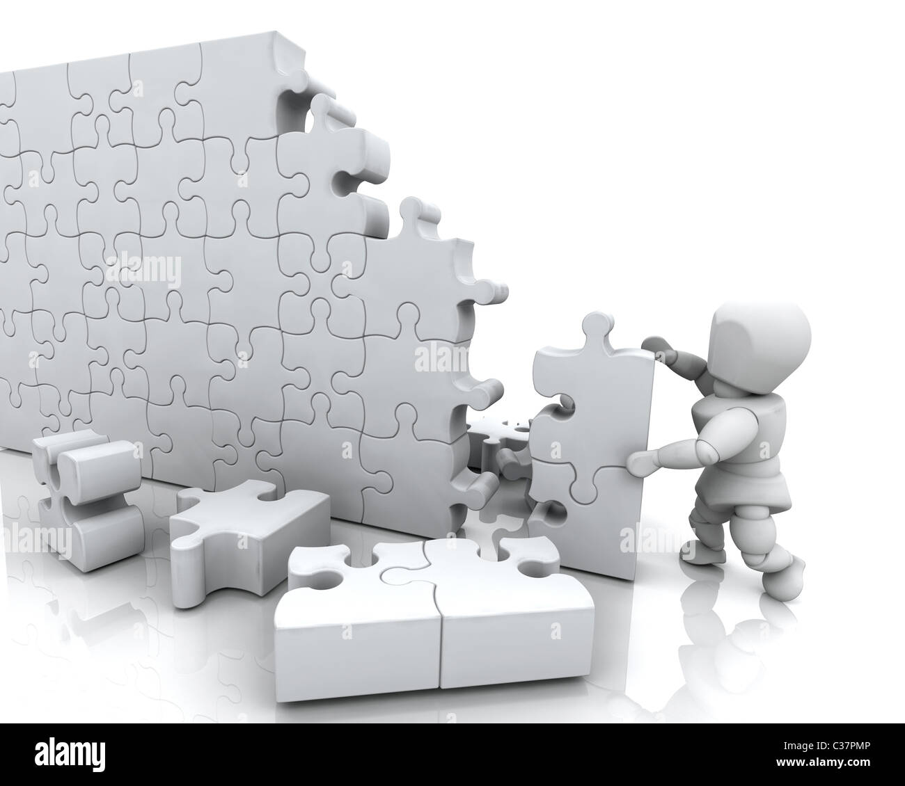 3D render of a man solving a jigsaw puzzle Stock Photo - Alamy