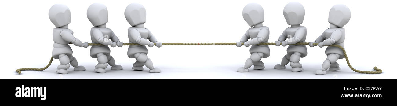 3d render of a man pulling on a rope Stock Photo - Alamy