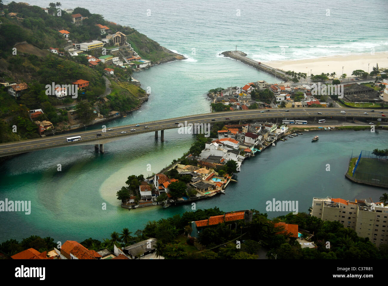 Pollution at Lagoa da Tijuca, Ponte da Joatinga ( Joatinga bridge ) at ...