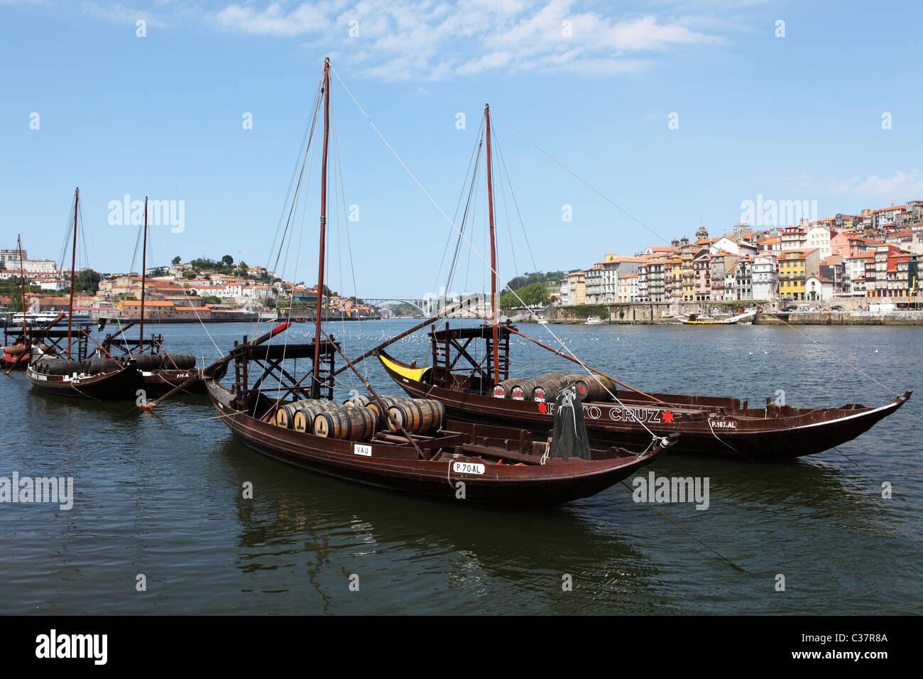 Rabelo Boats on the River Douro at Vila Nova de Gaia on the opposite ...