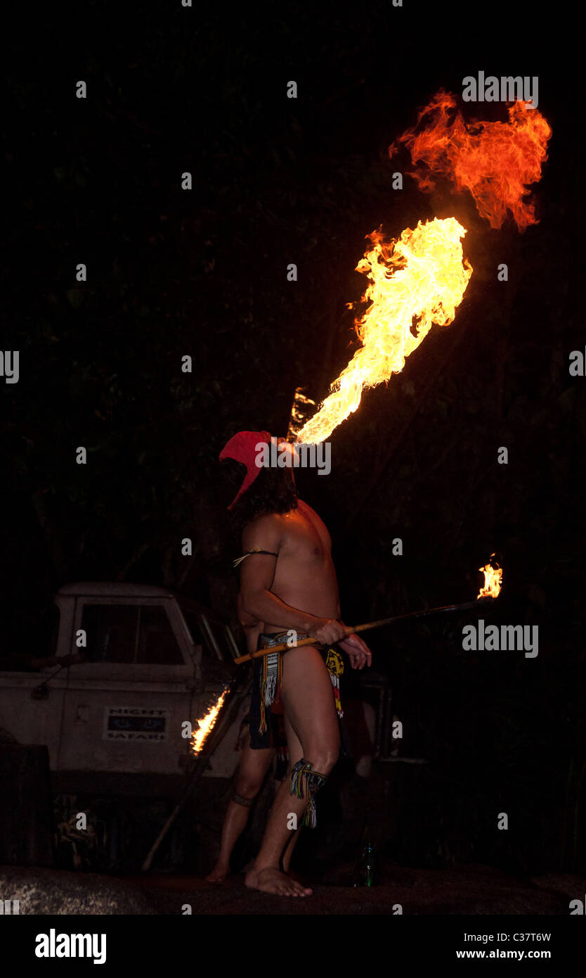 fire eaters and entertainers at the singapore night safari Stock Photo ...
