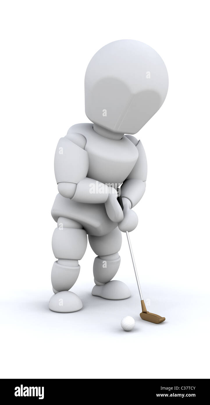 3D Render of a man playing golf Stock Photo - Alamy