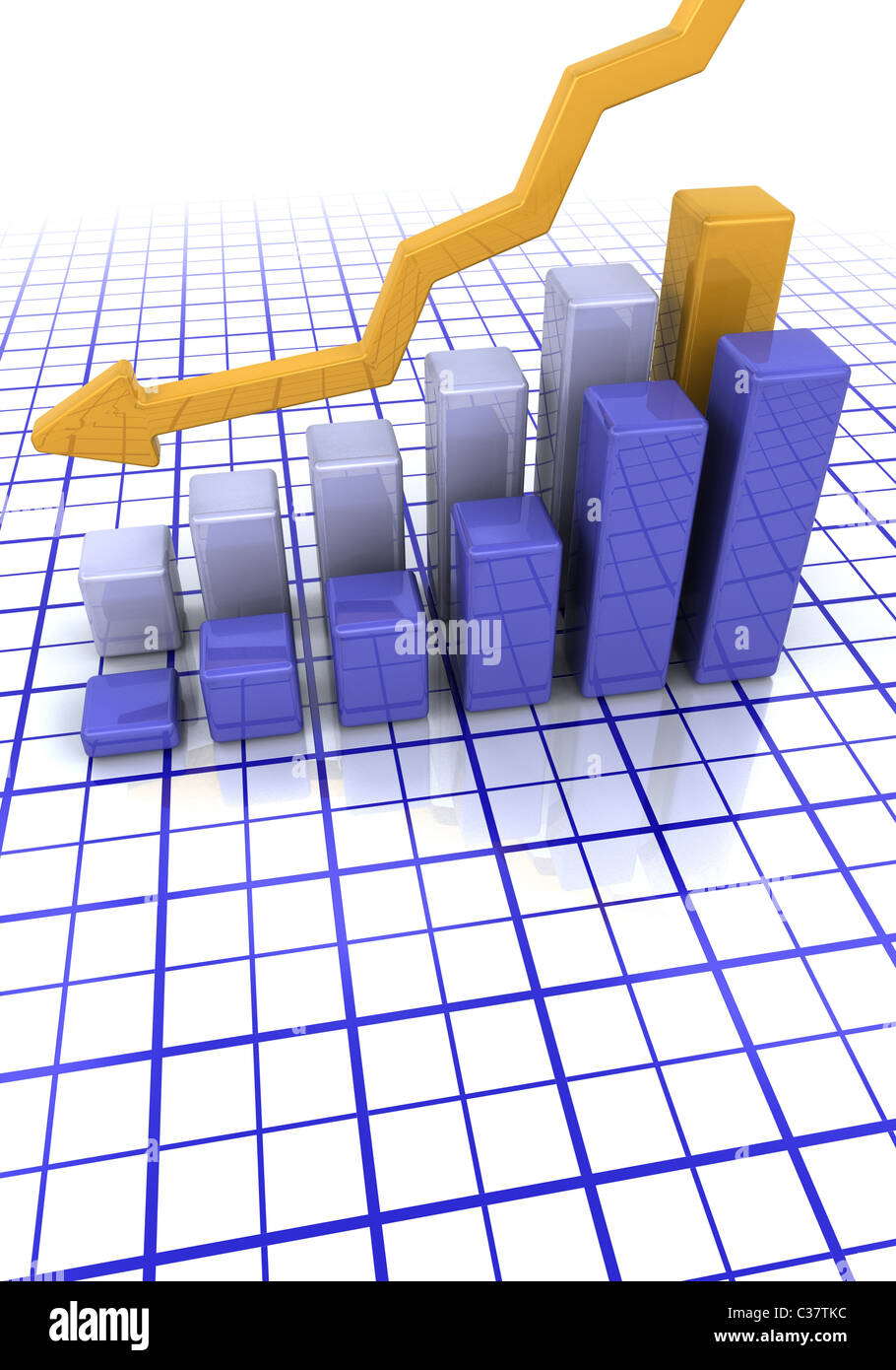 3D render of a bar chart showing falling profits Stock Photo - Alamy