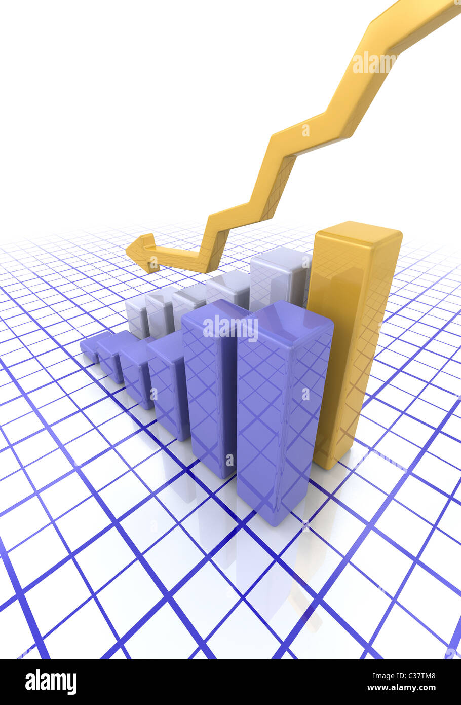 3D render of a graph showing falling profits Stock Photo - Alamy