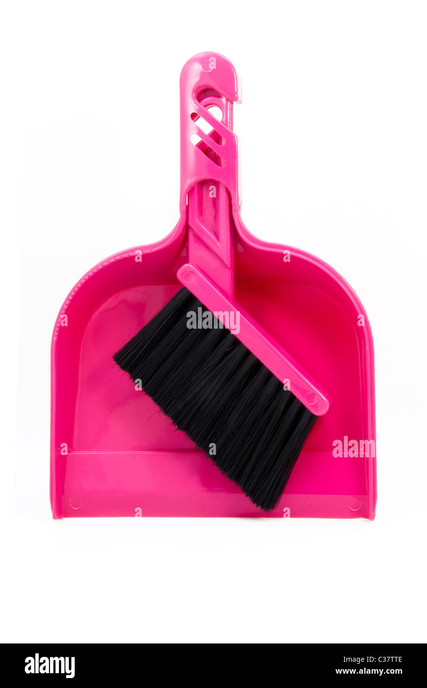 Pink dust pan and brush Stock Photo - Alamy