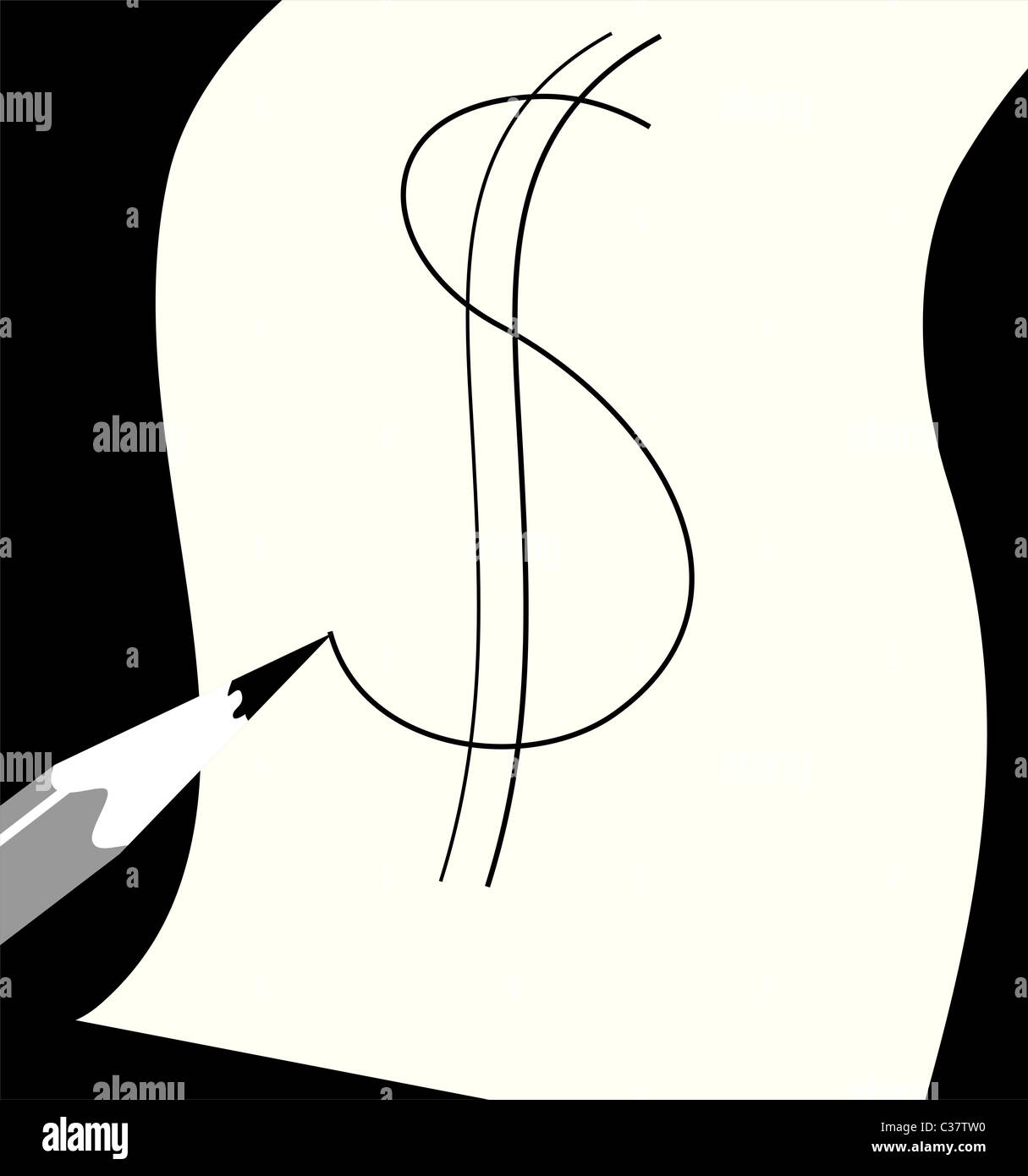 pencil drawing dollar Stock Photo - Alamy