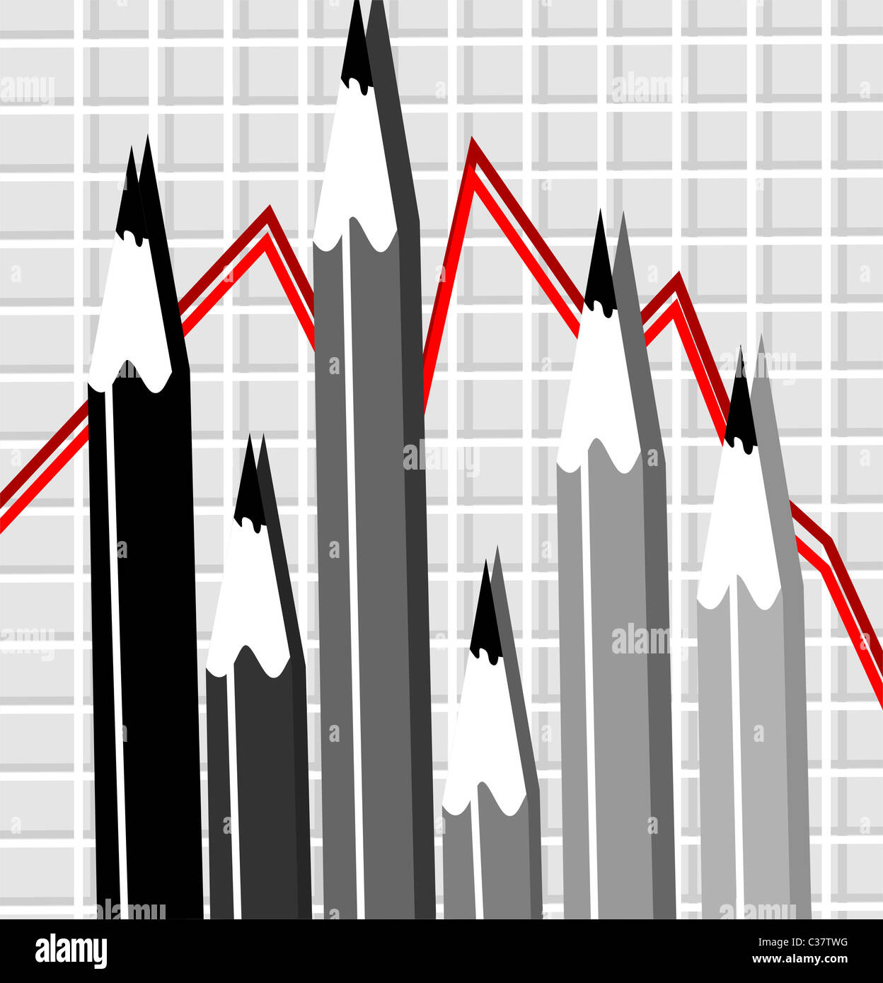 pencil and graph Stock Photo - Alamy