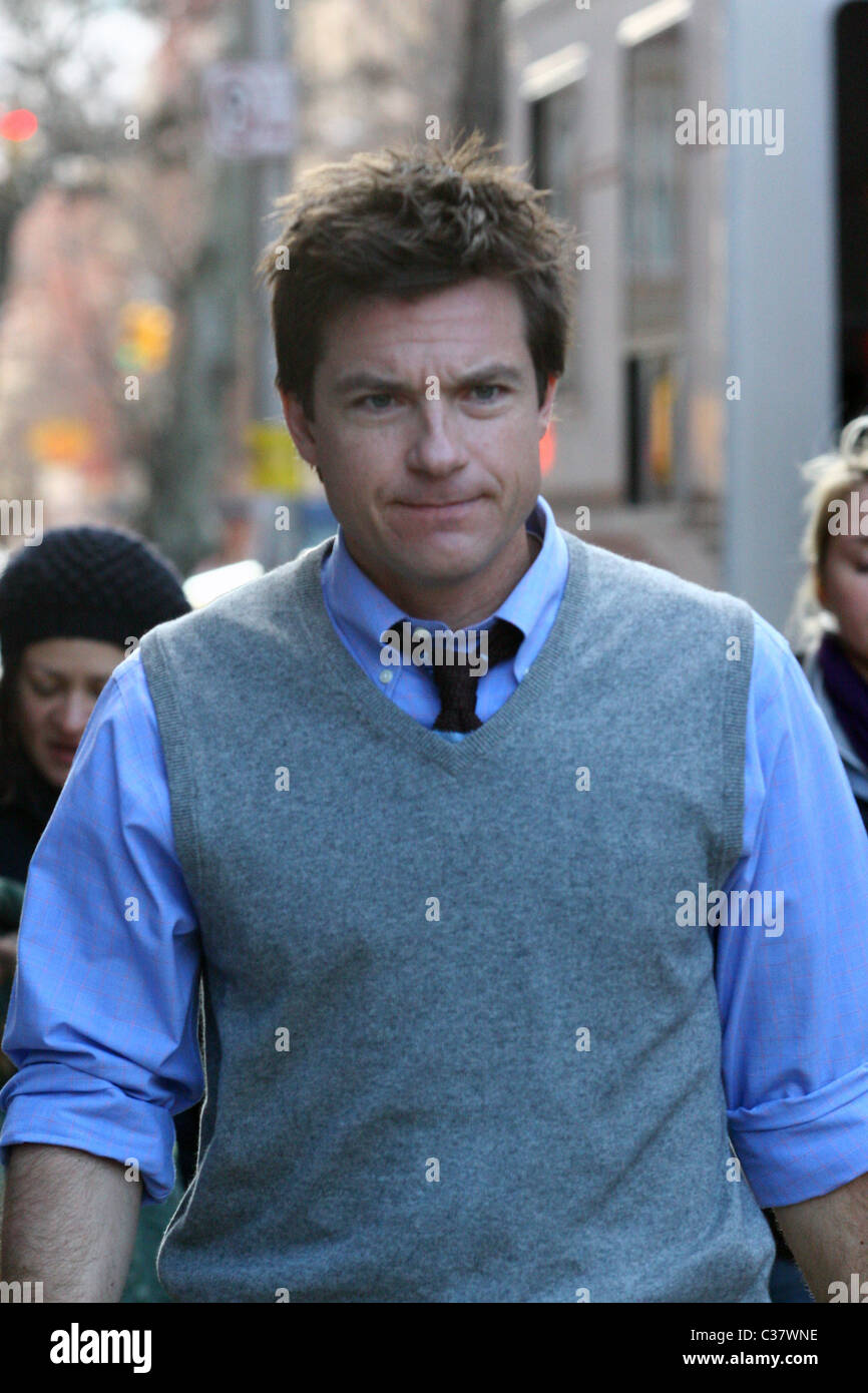 Jason Bateman on the film set of 'The Baster' New York City, USA - 30. ...