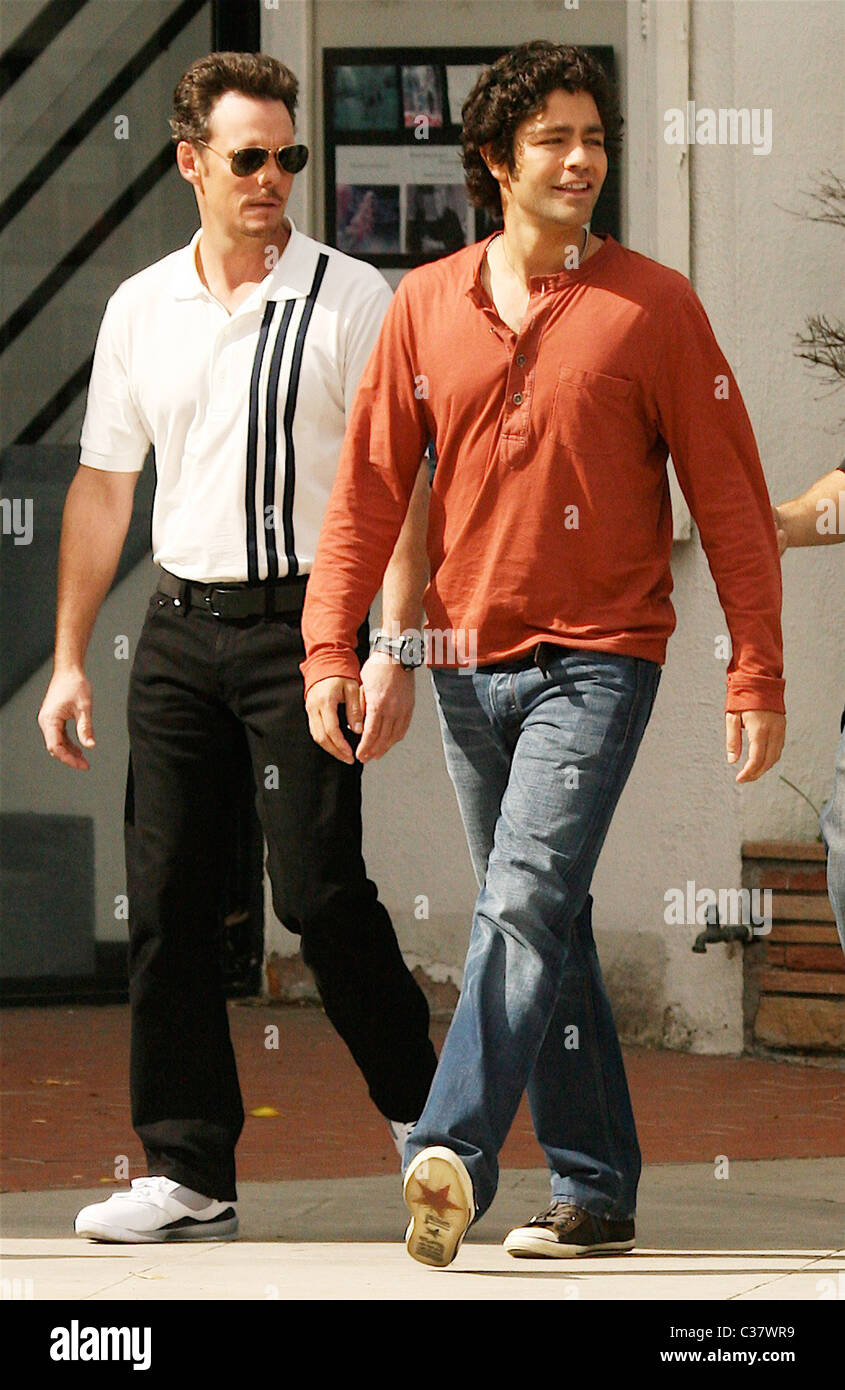 Kevin Dillon and Adrian Grenier filming a scene for 'Entourage' at Urth ...
