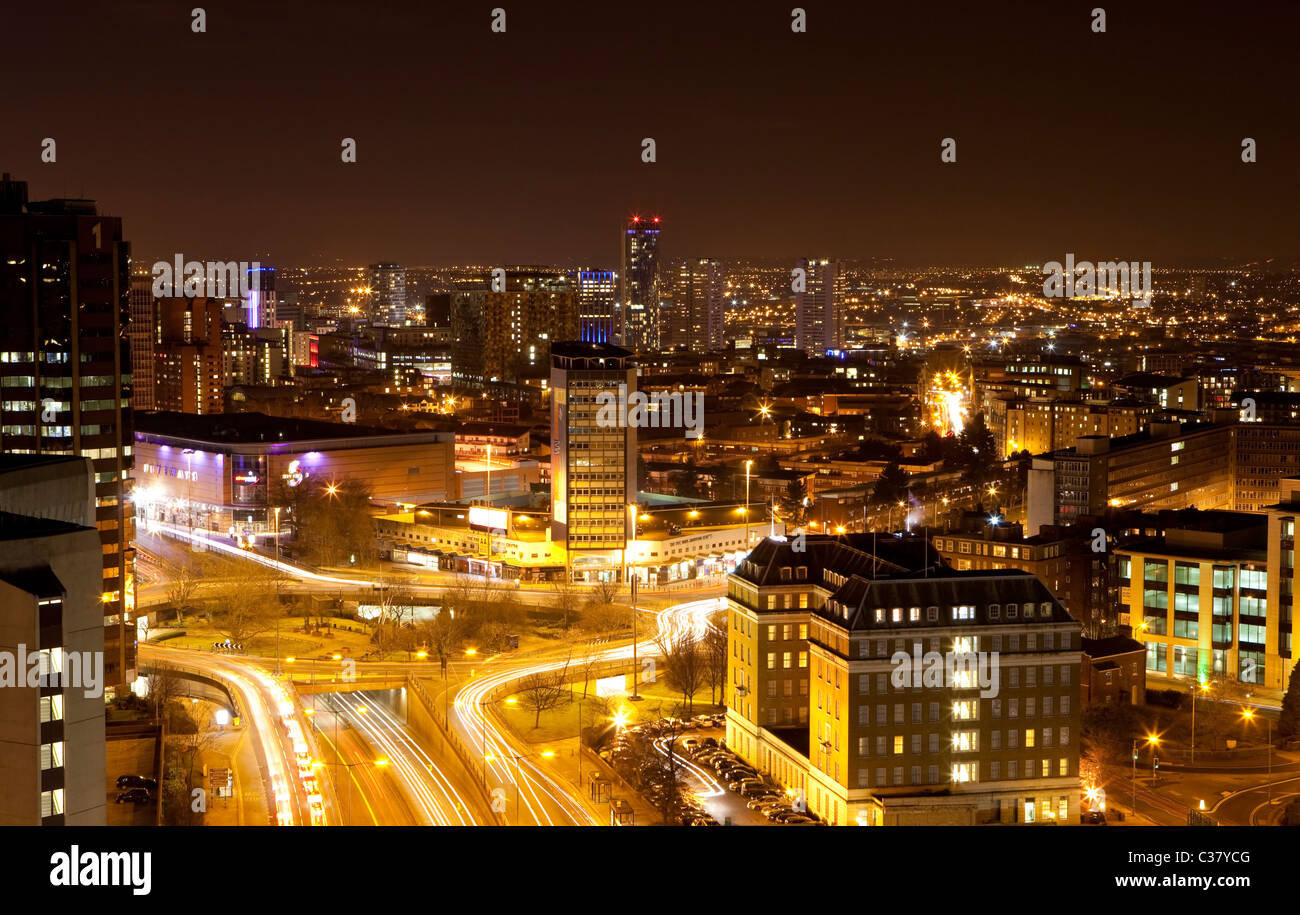 A view of the city of Birmingham from the Edgbaston area at night Stock ...