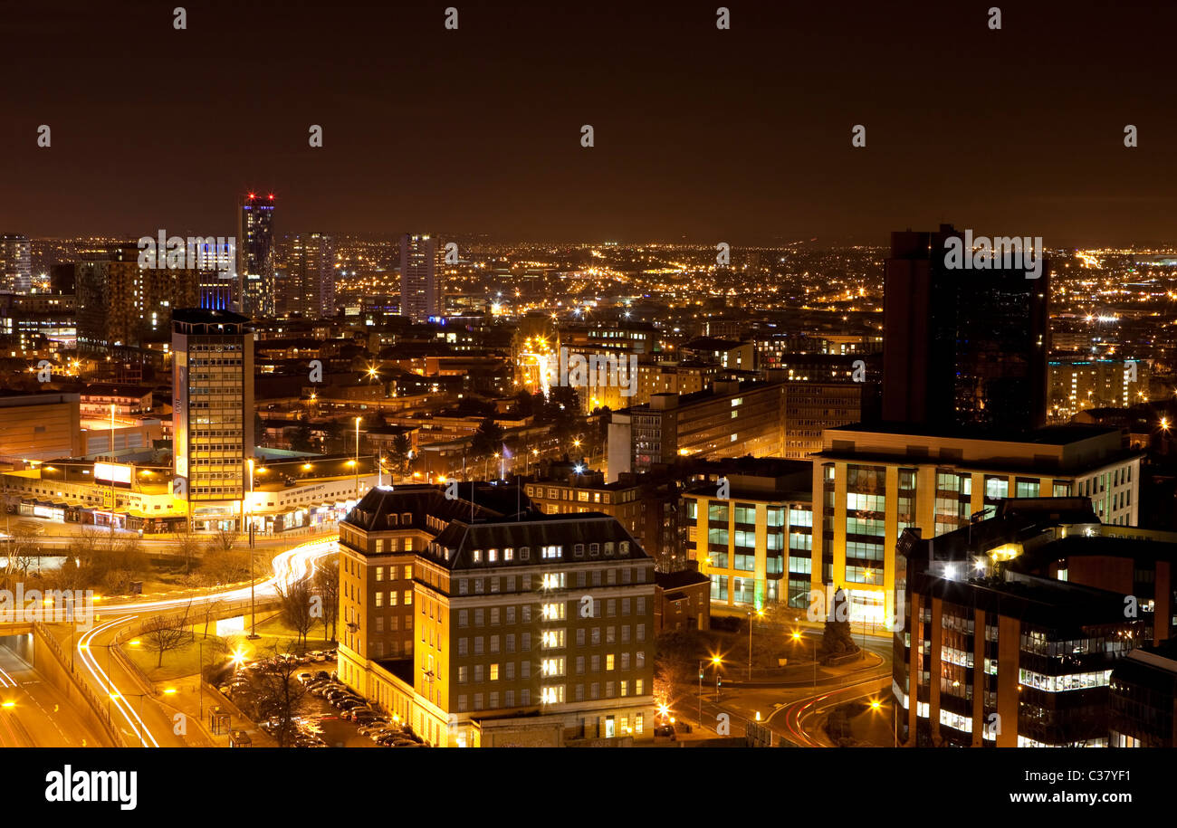 A view of the city of Birmingham from the Edgbaston area at night Stock ...