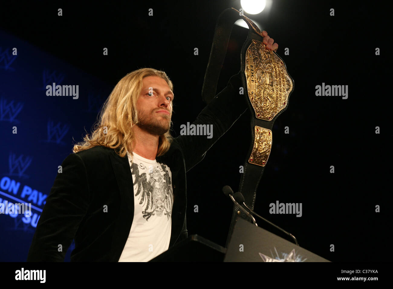 Edge WrestleMania 25th anniversary press conference at the Hard Rock ...
