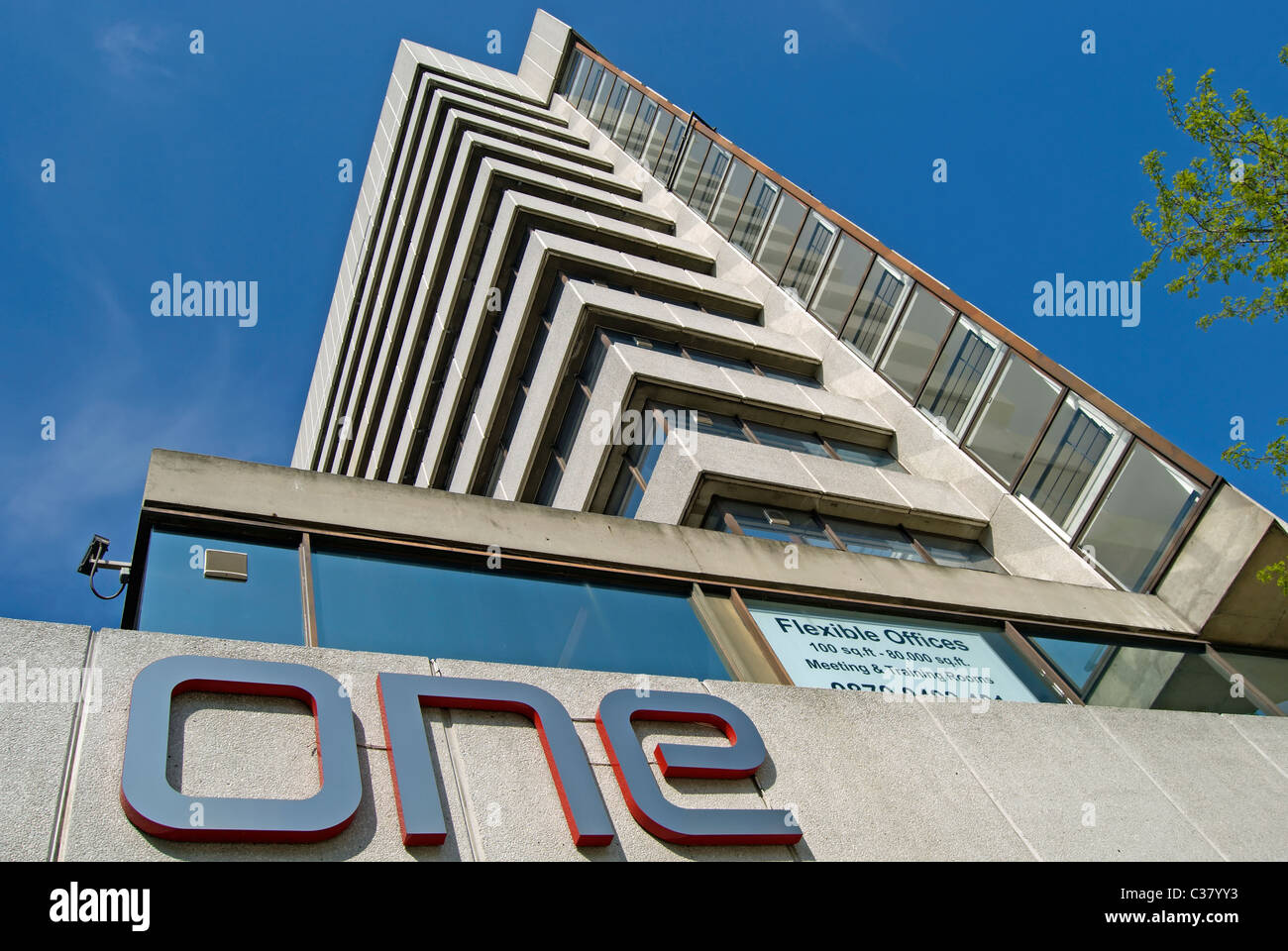 exterior of one, a high-rise office building in lyric square ...