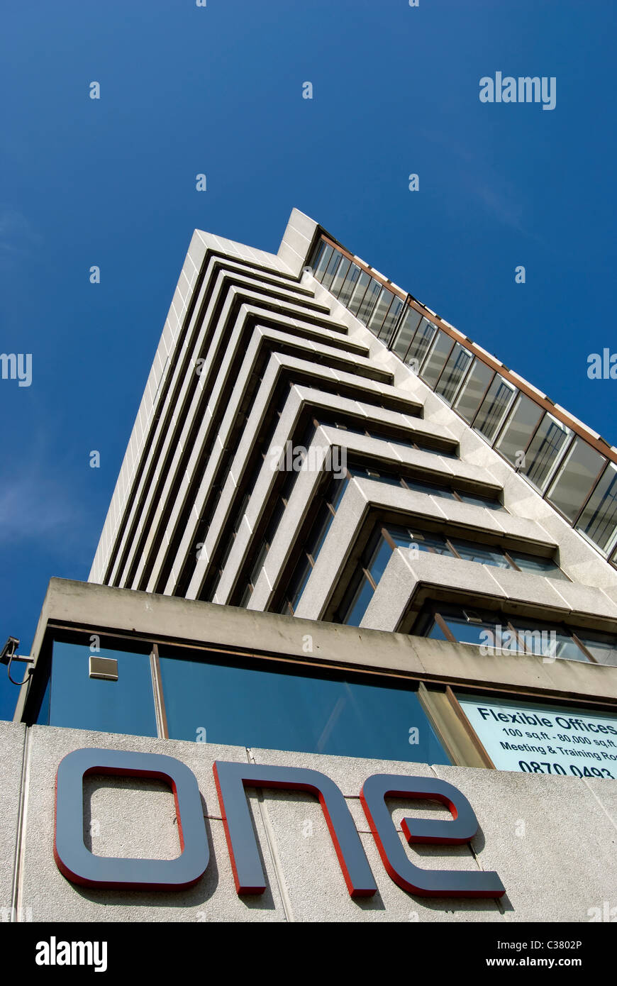 exterior of one, a high-rise office building in lyric square ...