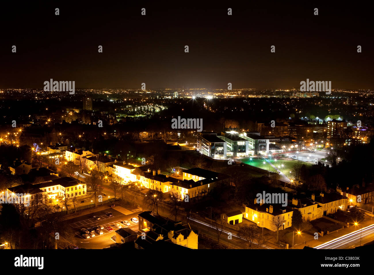 A view of Birmingham city from the Edgbaston area at night Stock Photo ...
