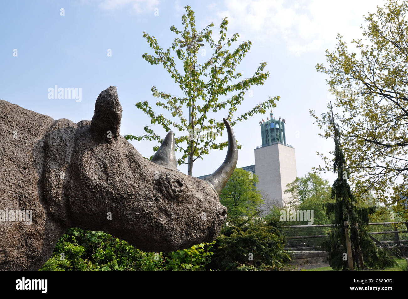 Rhino sculpture Hancock museum Stock Photo - Alamy