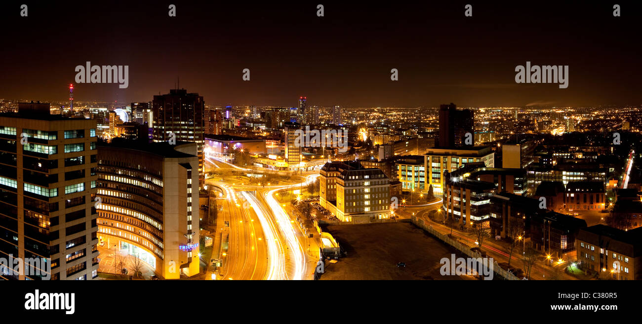 A view of Birmingham city from the Edgbaston area at night Stock Photo ...