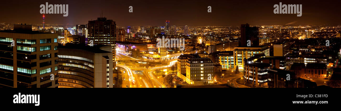 A view of Birmingham city from the Edgbaston area at night Stock Photo ...