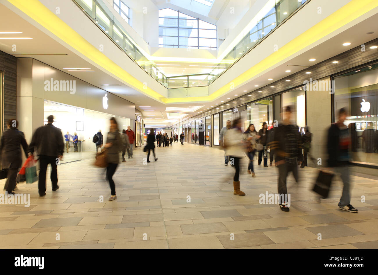 Shoppers in the interior of Union Square shopping mall in Aberdeen city ...