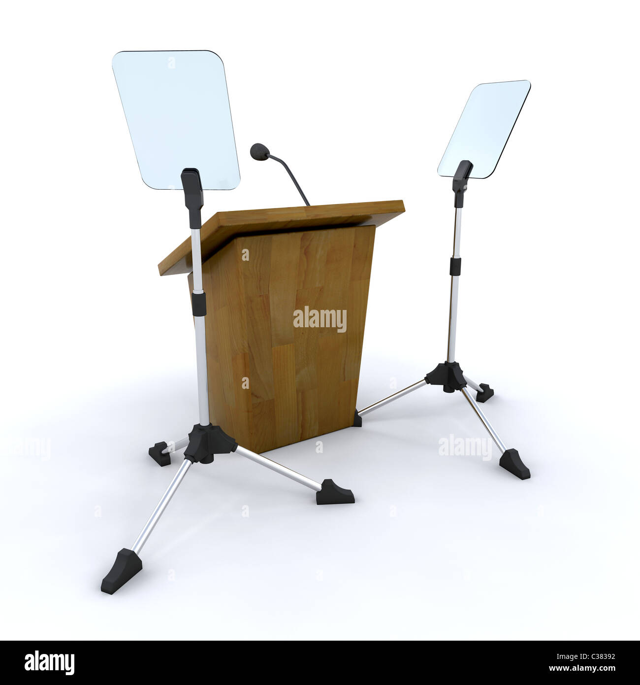 3d render of lecturn and microphone and teleprompter Stock Photo - Alamy