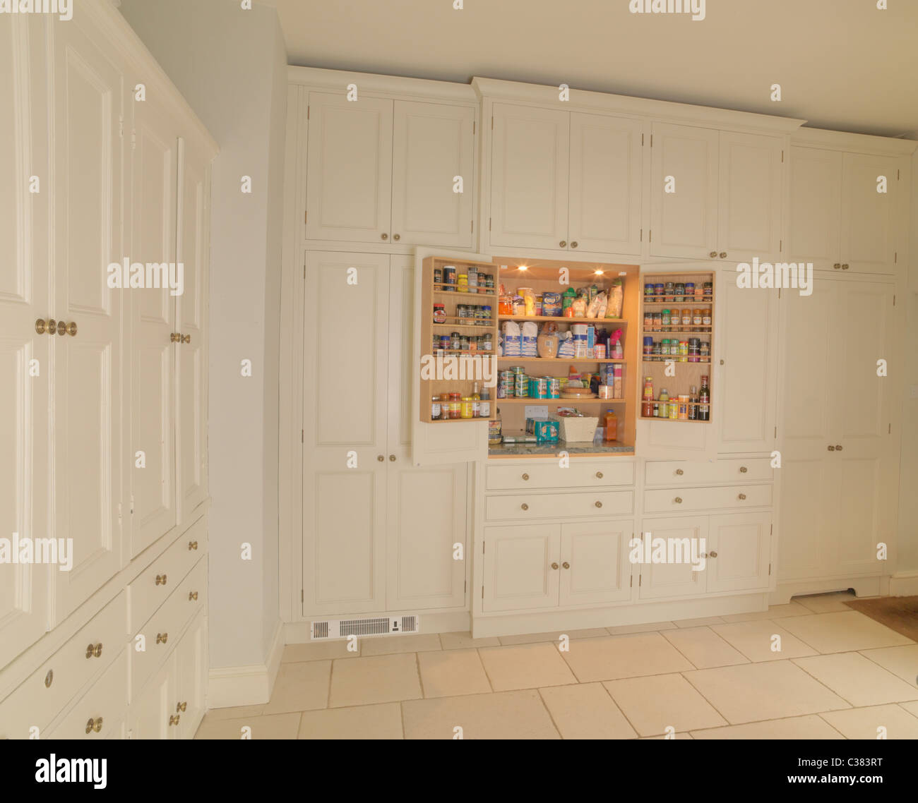 Bath cream Pantry with a view of the open food storage cupboard and ...