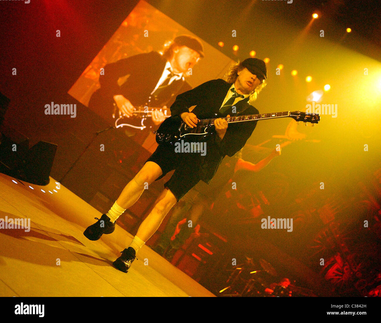 Angus Young AC/DC perform at the Ahoy stadium during their Black Ice ...