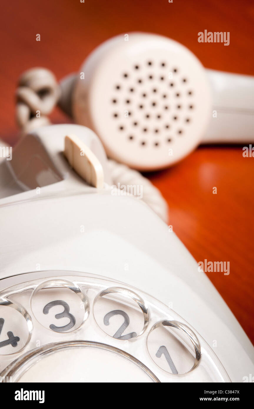 detail of a retro rotary dial telephone Stock Photo - Alamy