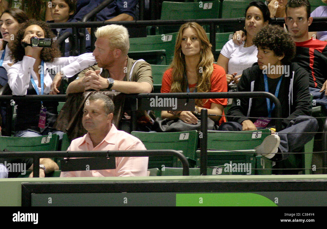 Boris Becker and family watch the tennis match between Rafael Nadal and ...