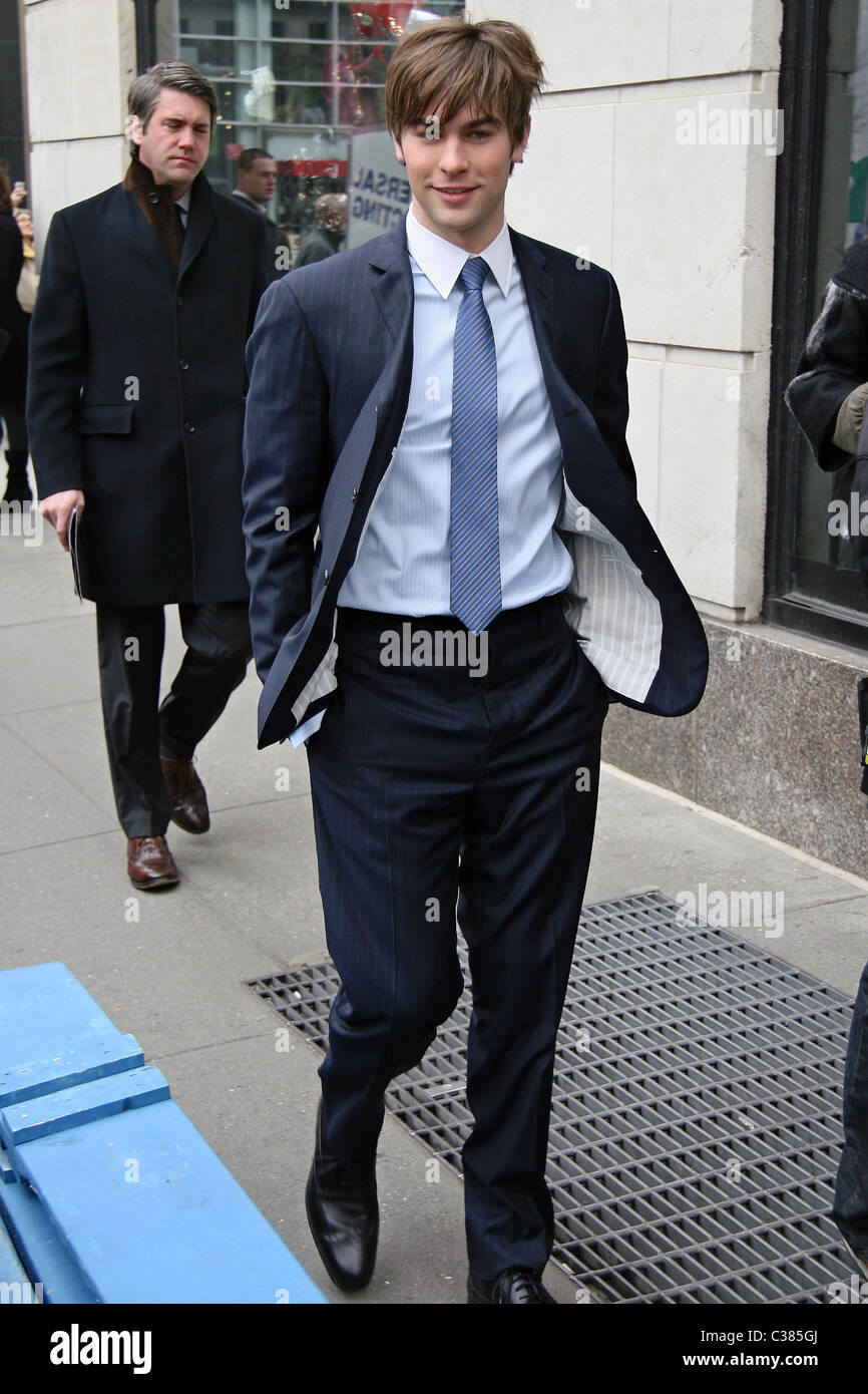 Chace Crawford Cast members on the set of 'Gossip Girl' filming on ...