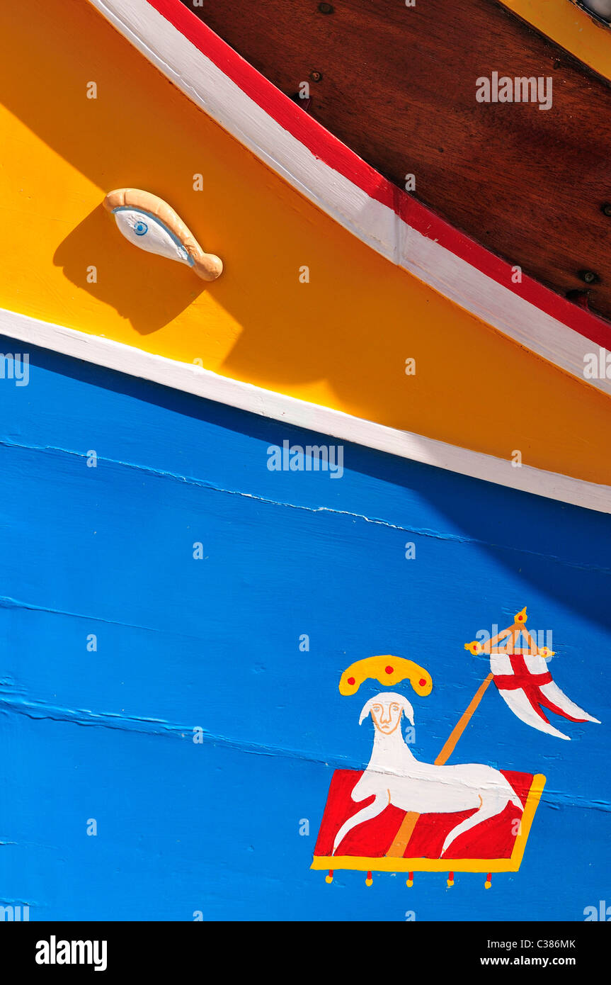 Luzzu traditional type of fishing boat, Marsaxlokk, Malta, Europe Stock ...