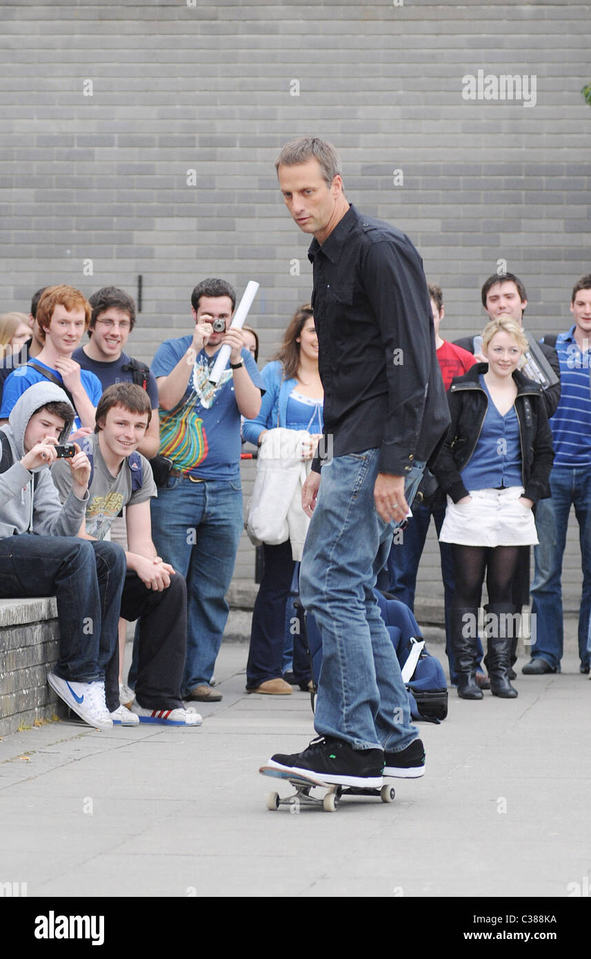 skateboarder Tony Hawk shows off some of his moves before receiving the ...