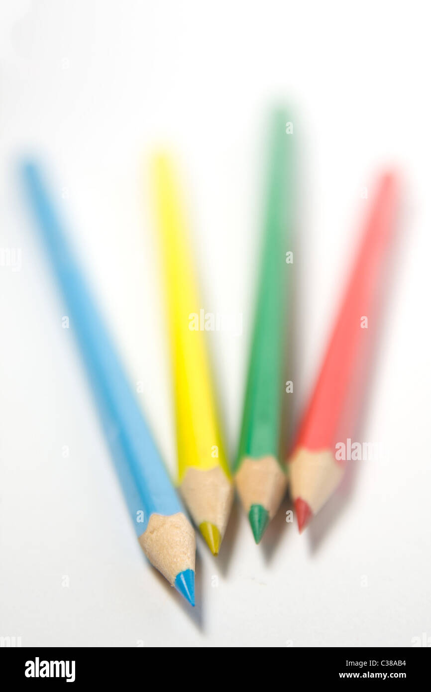 Colorful pencils against a white background, crayons Stock Photo - Alamy
