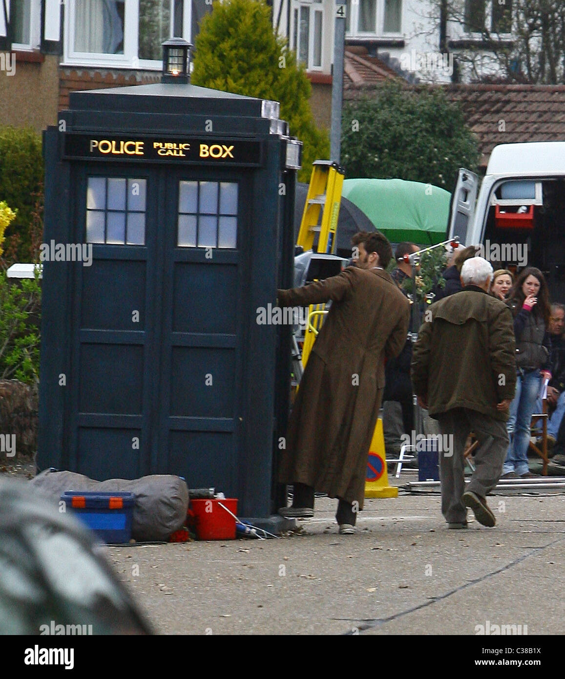 David Tennant filming on the set of the BBC's 'Doctor Who' London ...