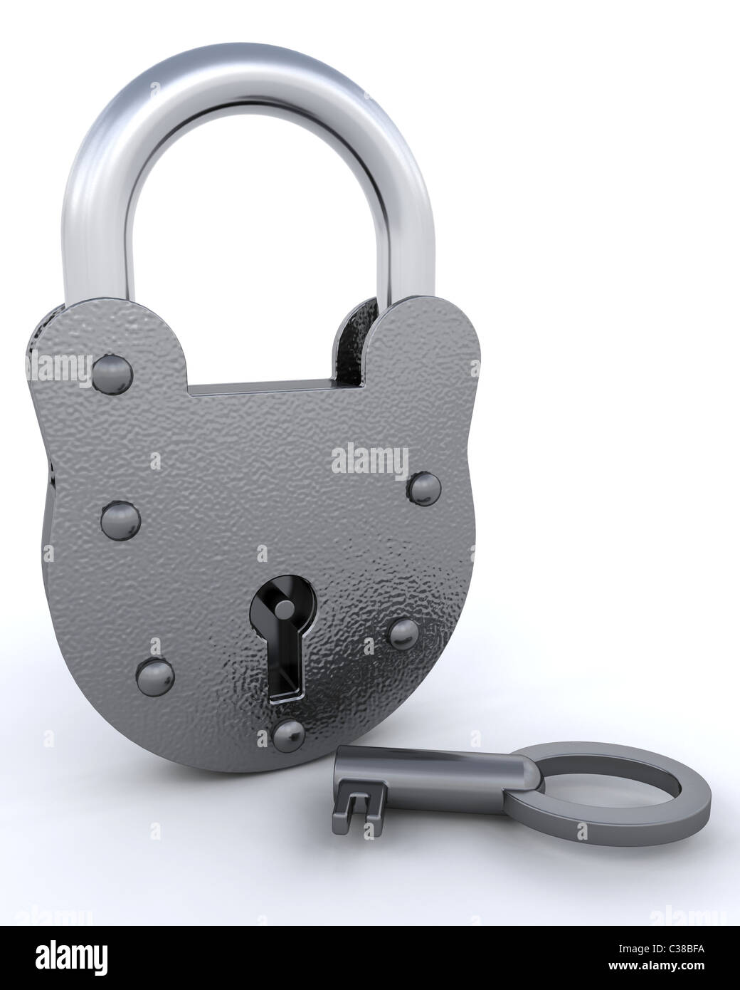 3d render of a padlock and key Stock Photo - Alamy