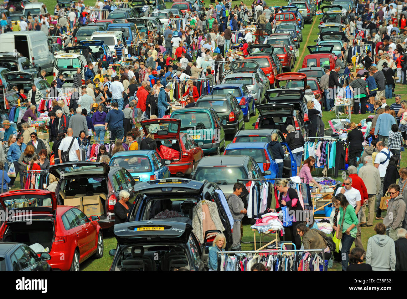 A giant car boot sale market in Hollingbury area of Brighton East ...