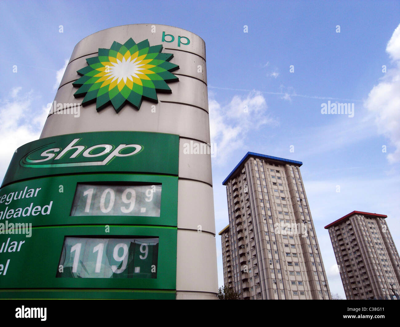 A BP prices board showing petrol prices from 2008 Stock Photo - Alamy