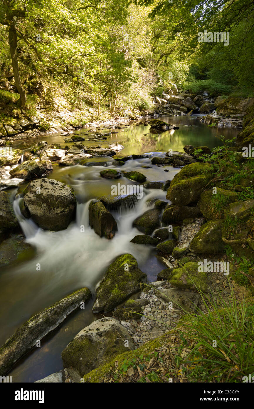 View of the East Lyn River at Watersmeet,North Devon Stock Photo - Alamy
