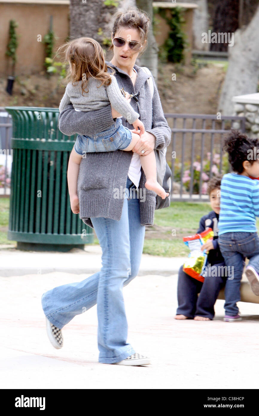 Amanda Peet at Coldwater Canyon Park in Beverly Hills with her daughter ...
