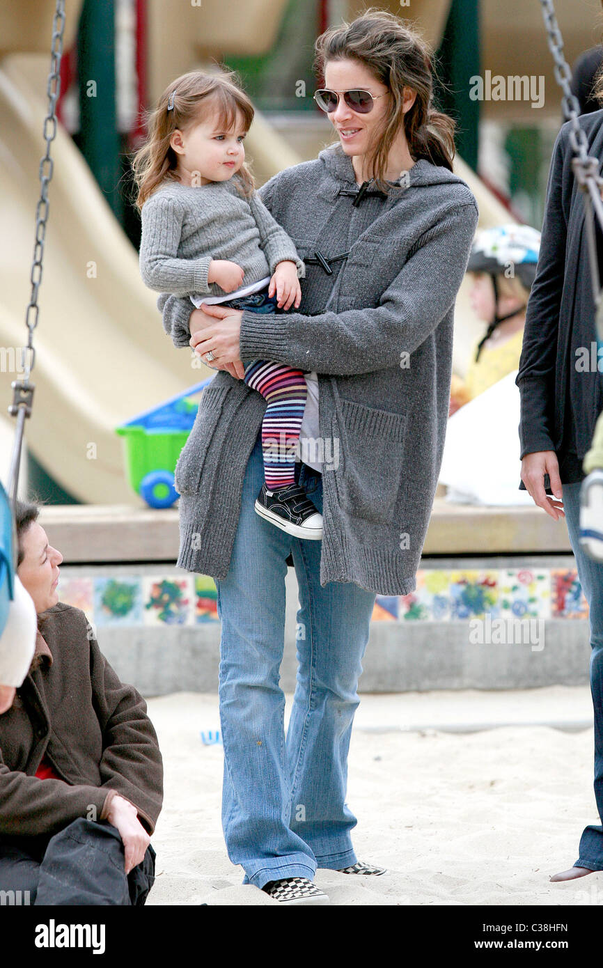 Amanda Peet at Coldwater Canyon Park in Beverly Hills with her daughter ...