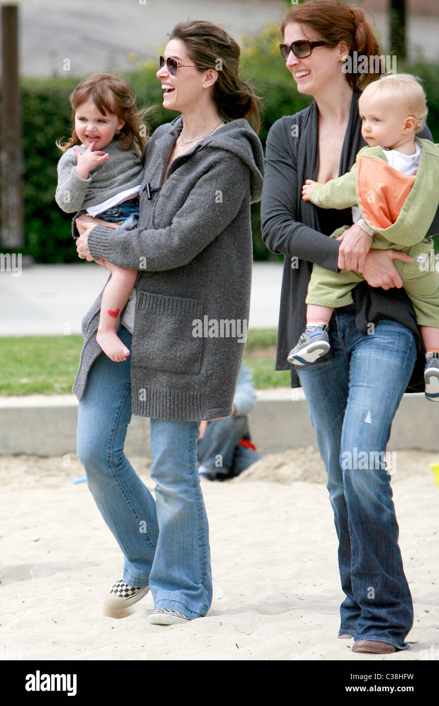 Amanda Peet at Coldwater Canyon Park in Beverly Hills with her daughter ...